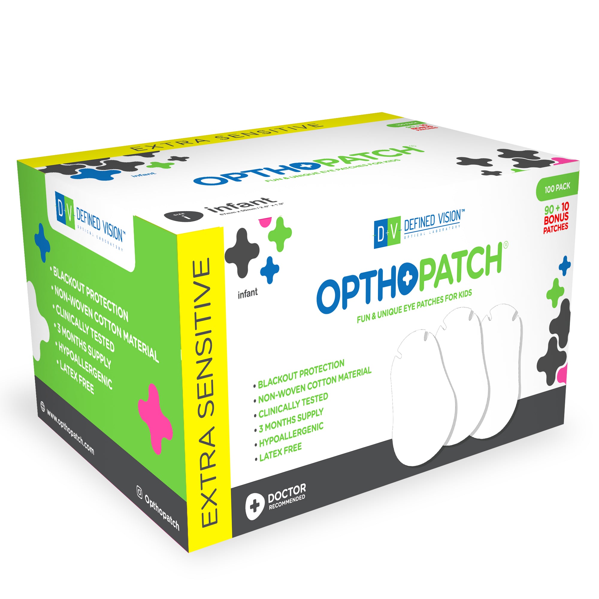 Opthopatch Eye Patches for Kids - 90 + 10 Bonus Latex-Free Hypoallerge ...